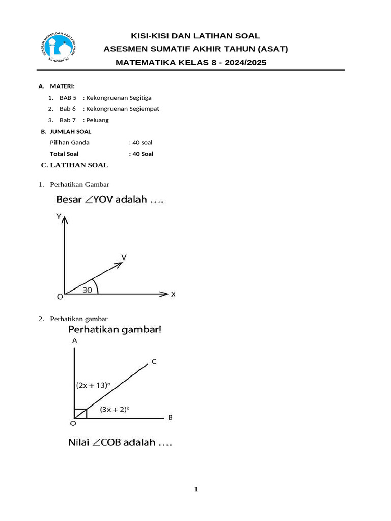 Soal Kisi Kisi Kls 8 ASAT - 24-25-New2 (1) | PDF