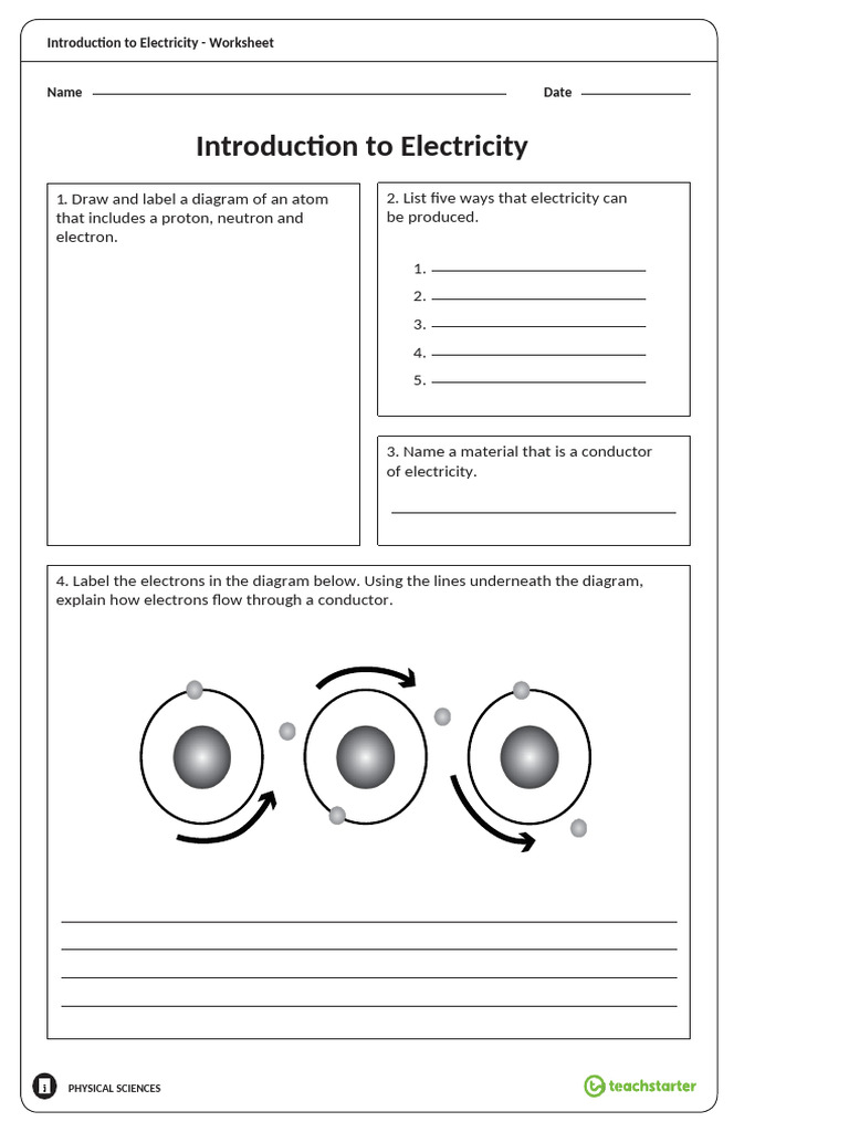 Introduction To Electricity Worksheet | PDF