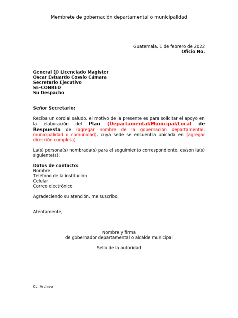 Oficio Solicitud PR | PDF