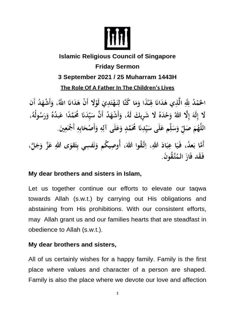 Kuthbah-The Role of A Father in The Childrens Lives | PDF | Prophets ...
