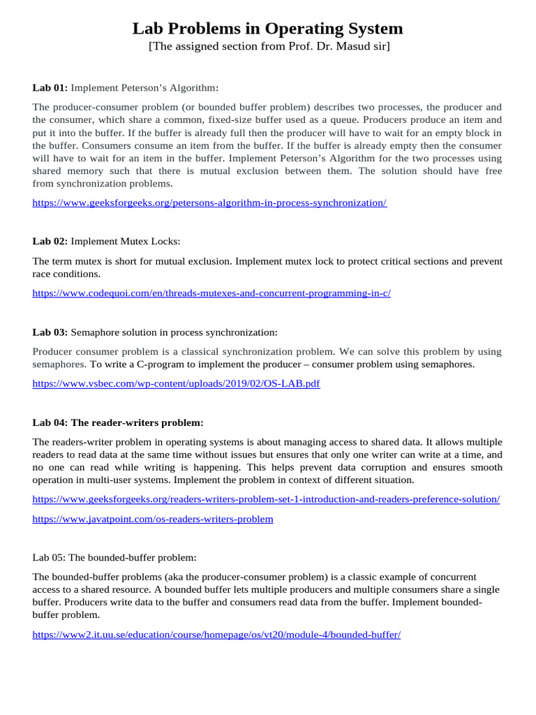 Lab Problems July Dec2023 CIT 322 OS Lab | PDF | Computer Programming ...