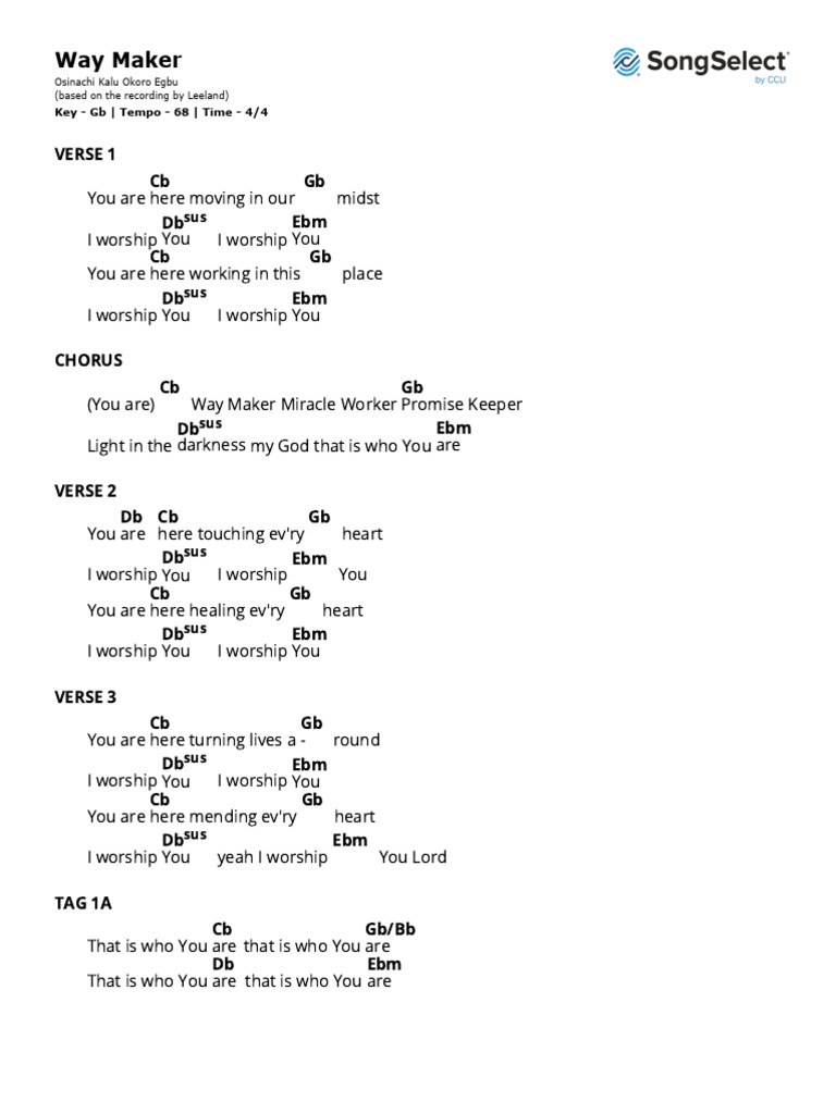 Way Maker Chords GB 2 | PDF