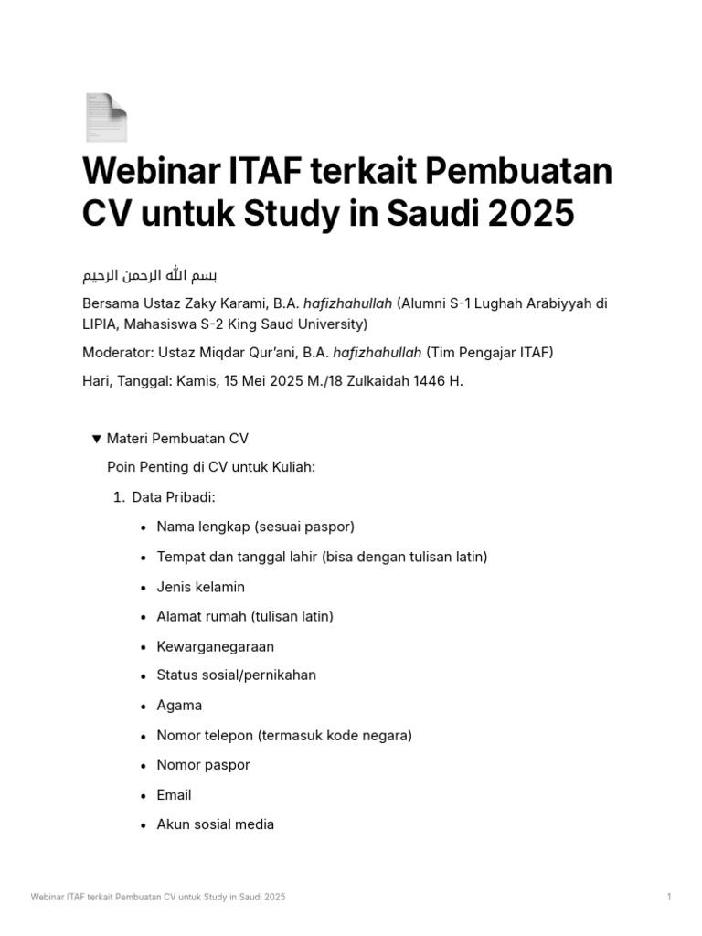 Rangkuman Webinar CV | PDF