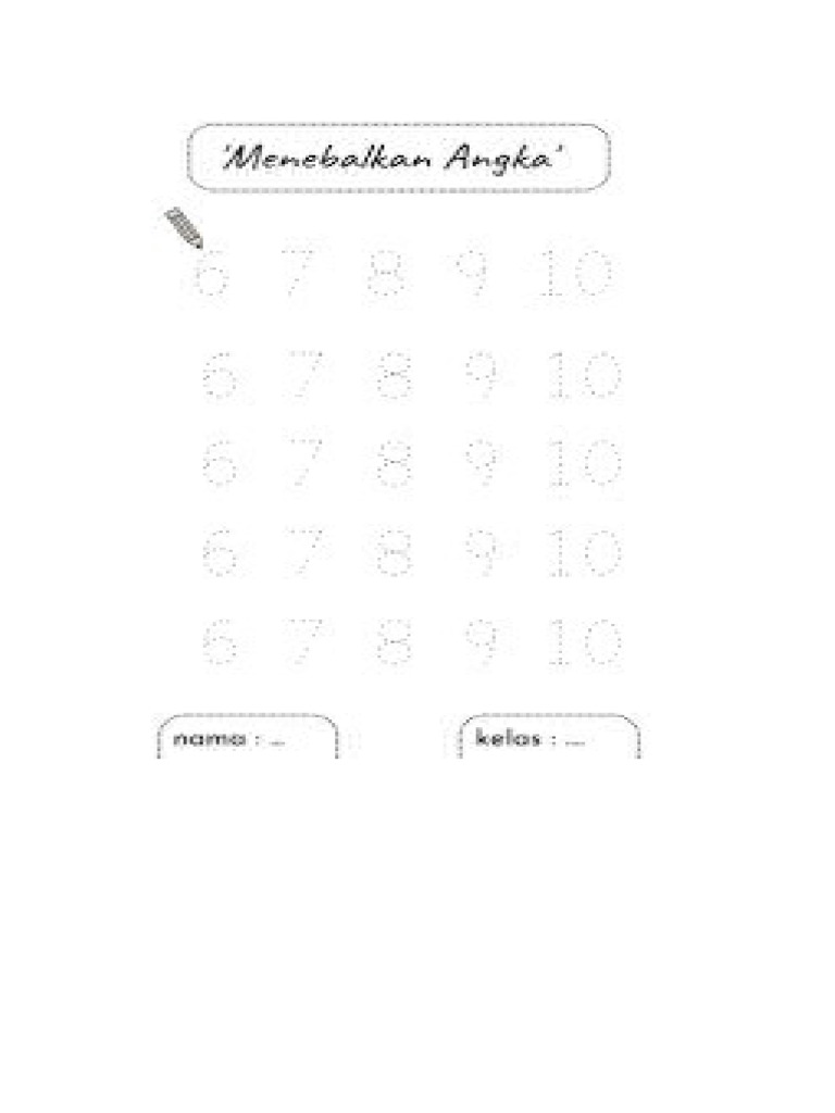 Menebalkan Angka 6-10 | PDF