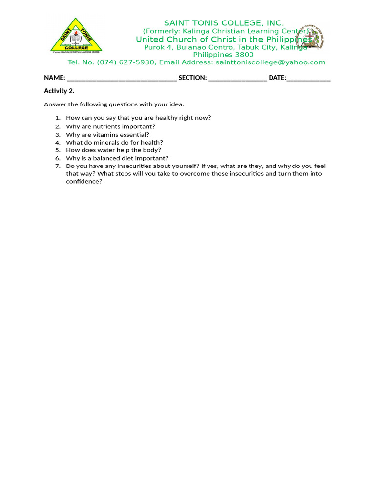 Finals. Activity 2. Nutrition | PDF