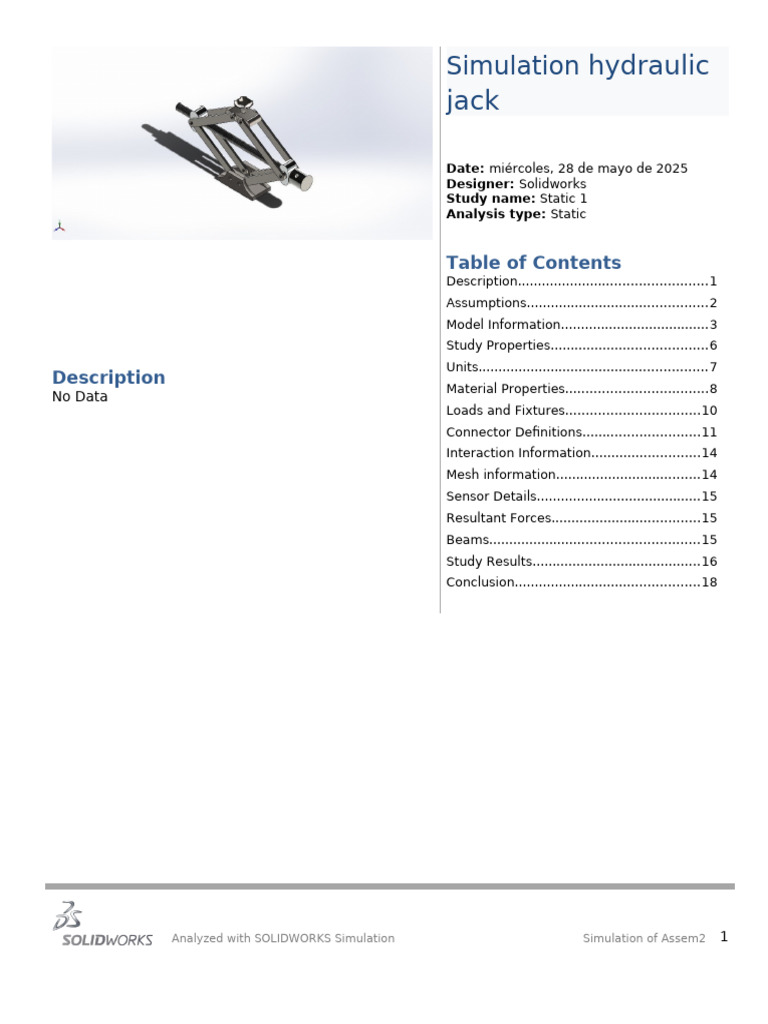 Hydraulic Jack-Static 1-1 | PDF | Young's Modulus | Strength Of Materials