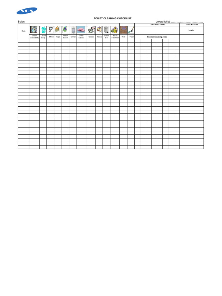 Toilet Cleaning Checklist Template | PDF