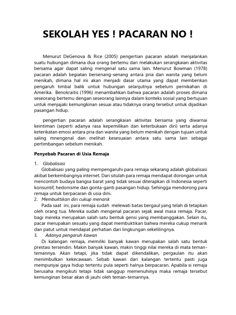 Dampak Pacaran Remaja di Indonesia | PDF