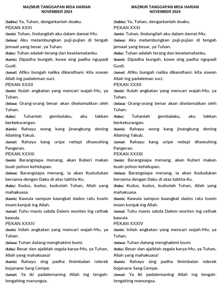 Mazmur Tanggapan Harian | PDF