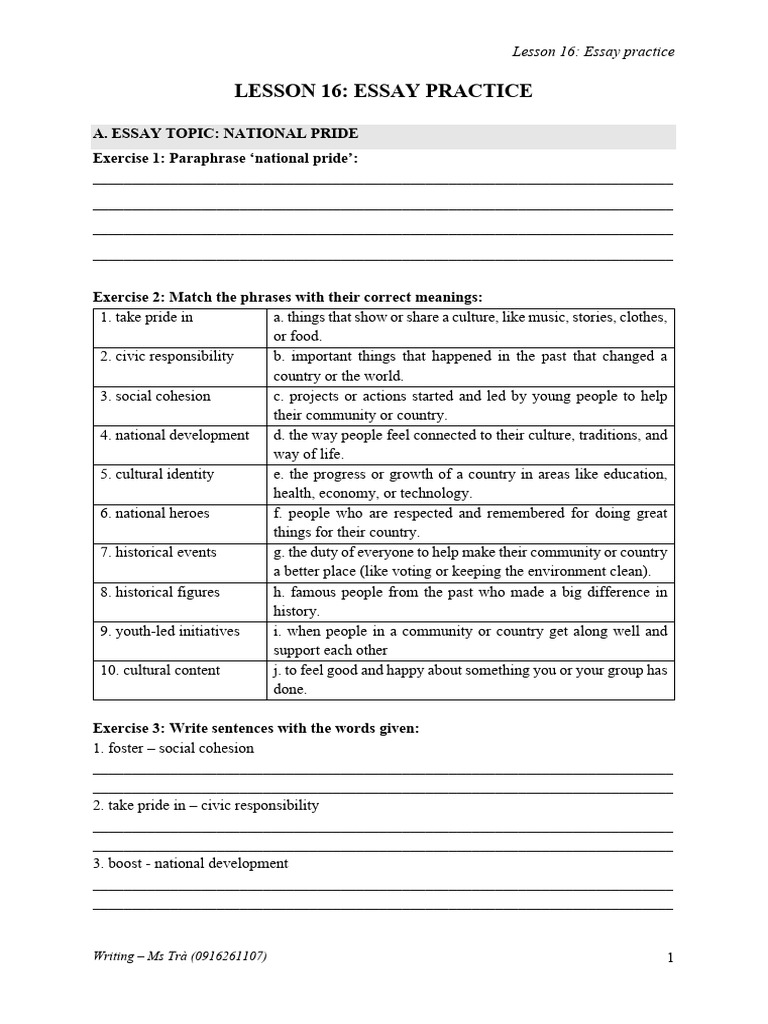 LESSON 16-NEW-Essay Practice | PDF | Human Communication