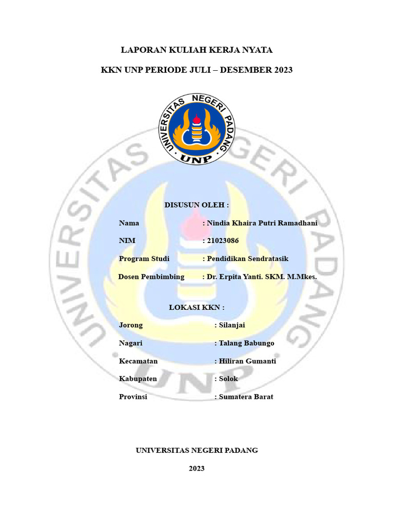 Laporan KKN Nindia Khaira Putri Ramadhani | PDF