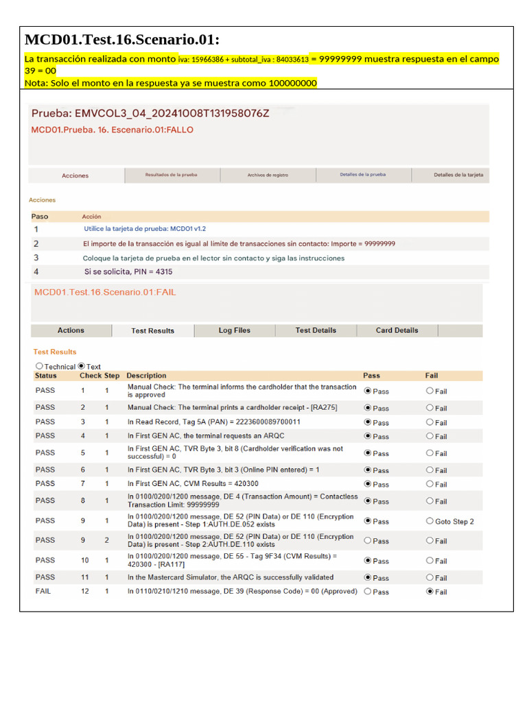 MCD01 Test 16 Scenario 01 | PDF | Payments | Banking Technology
