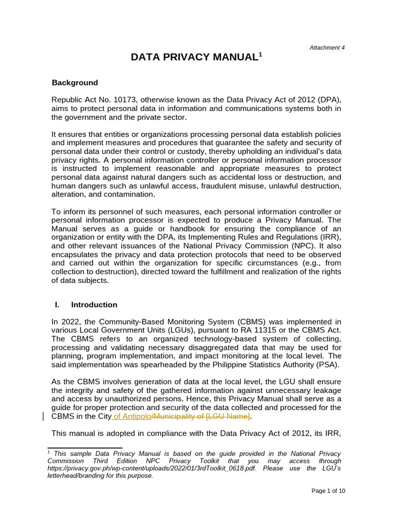 Pro Forma Data Privacy Manual (2023) | PDF | Computer Security | Security