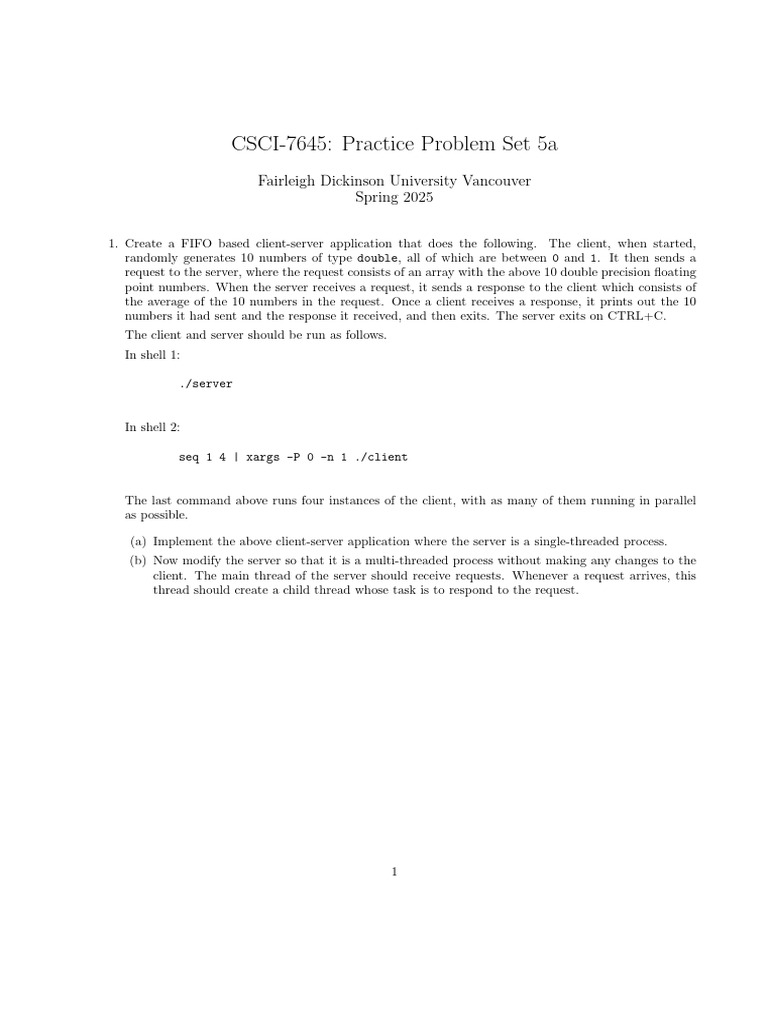 Csci 7645 Practice Problem Set 5a | PDF