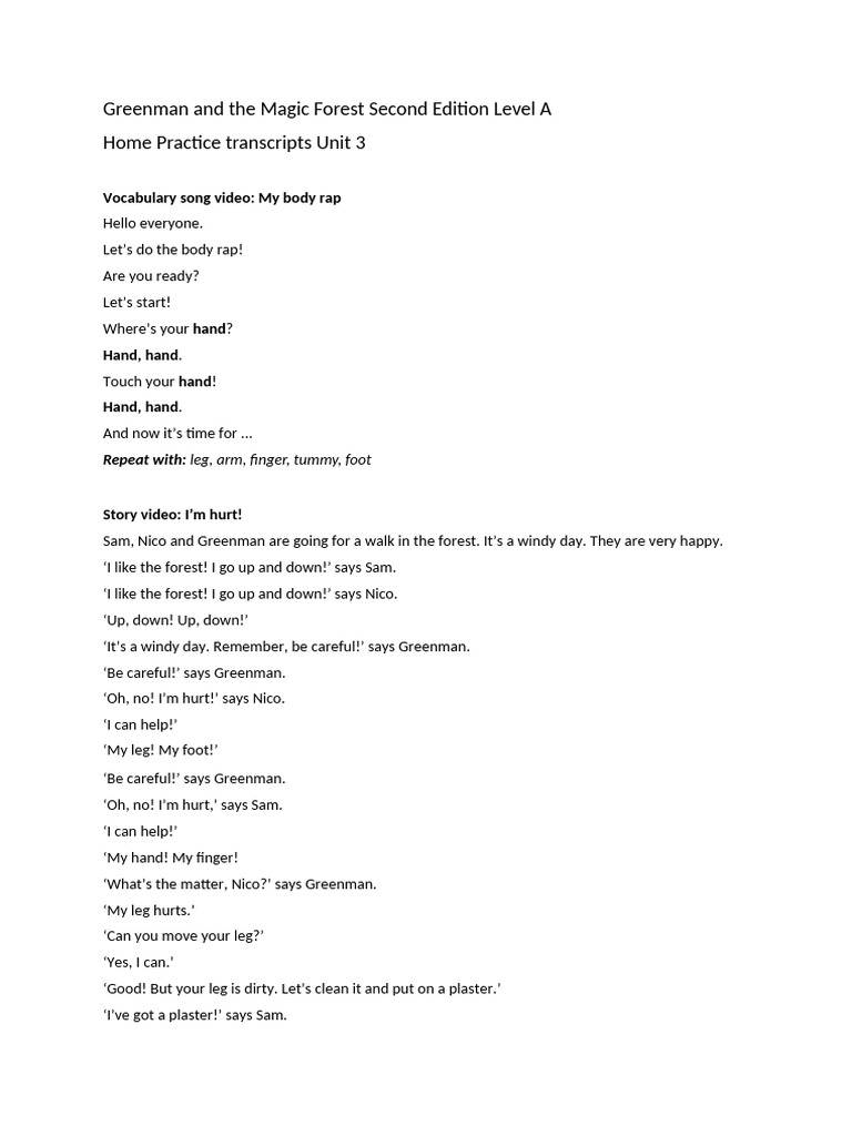 Home Practice Transcripts Level A Unit 3 | PDF