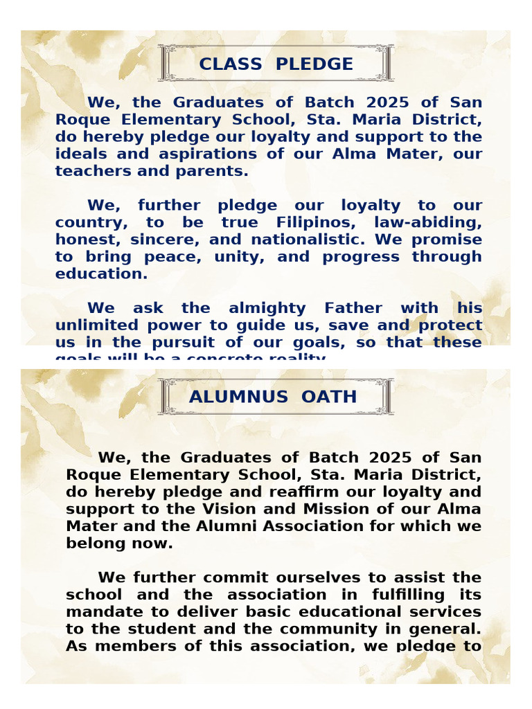Graduation Oath and Pledge 2025 | PDF