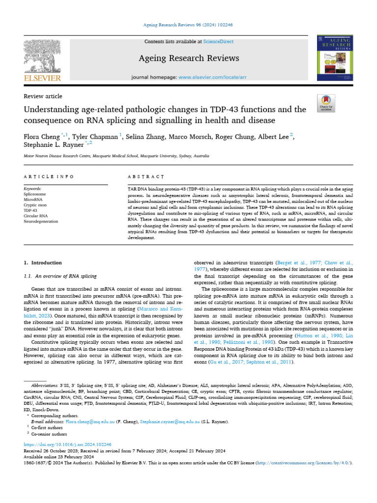 Understanding Age Related Pathologic Changes in TDP 43 Funct - 2024 ...
