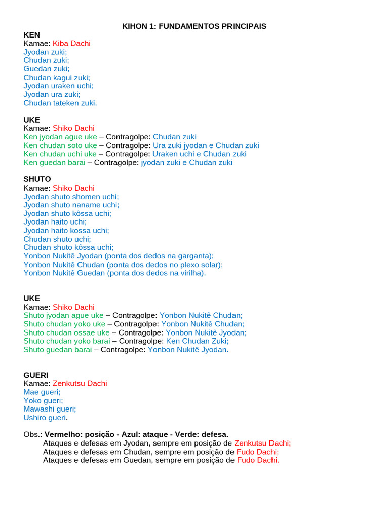 Fundamentos do Kihon 1 com Carol Zuki | PDF
