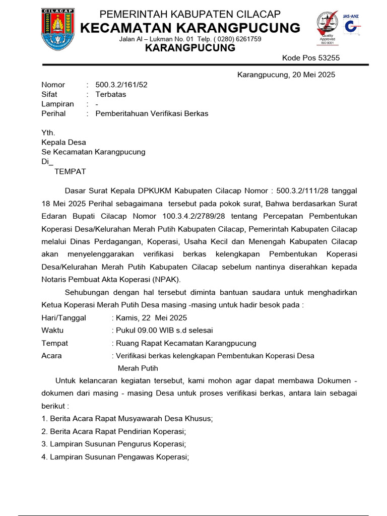 Undangan Pemberkasan KMPD 2025 | PDF