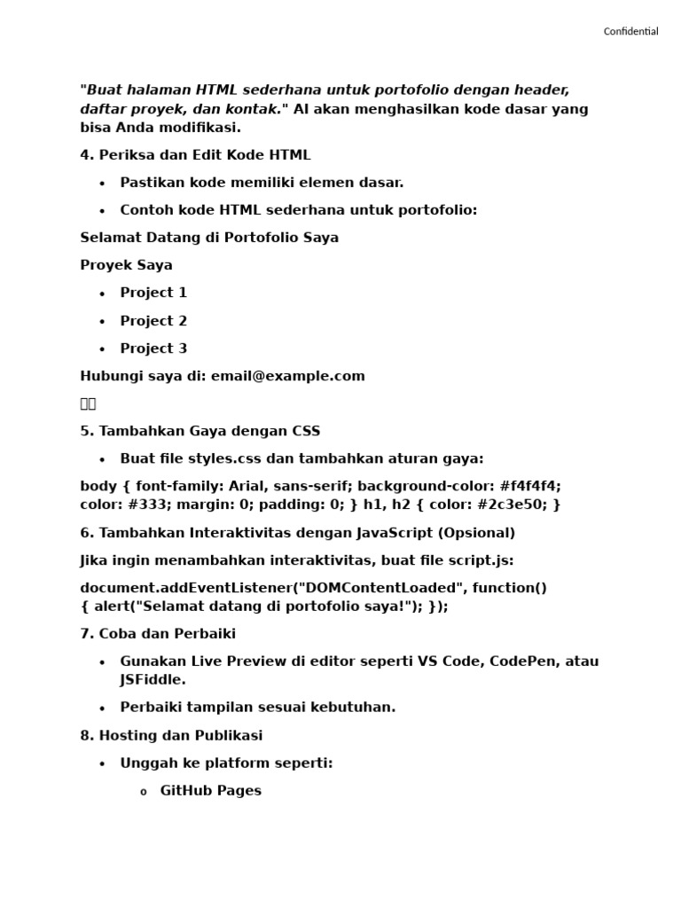 Buat Halaman HTML Sederhana Untuk Portofolio Dengan Header | PDF