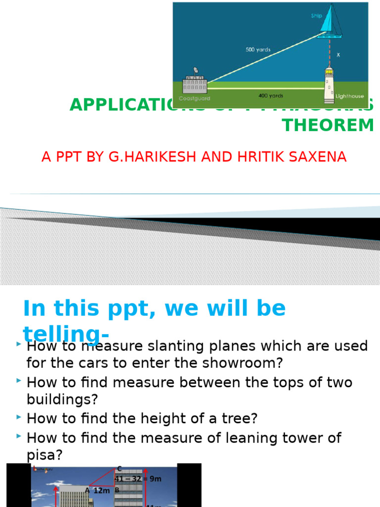 Applications of Pythagoras Theorem | PDF