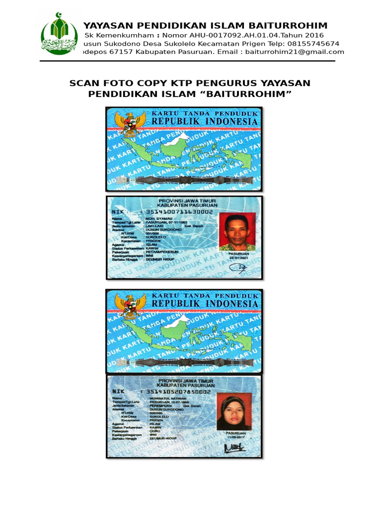 Scan Foto Copy KTP Pengurus Yayasan Baiturrohim | PDF
