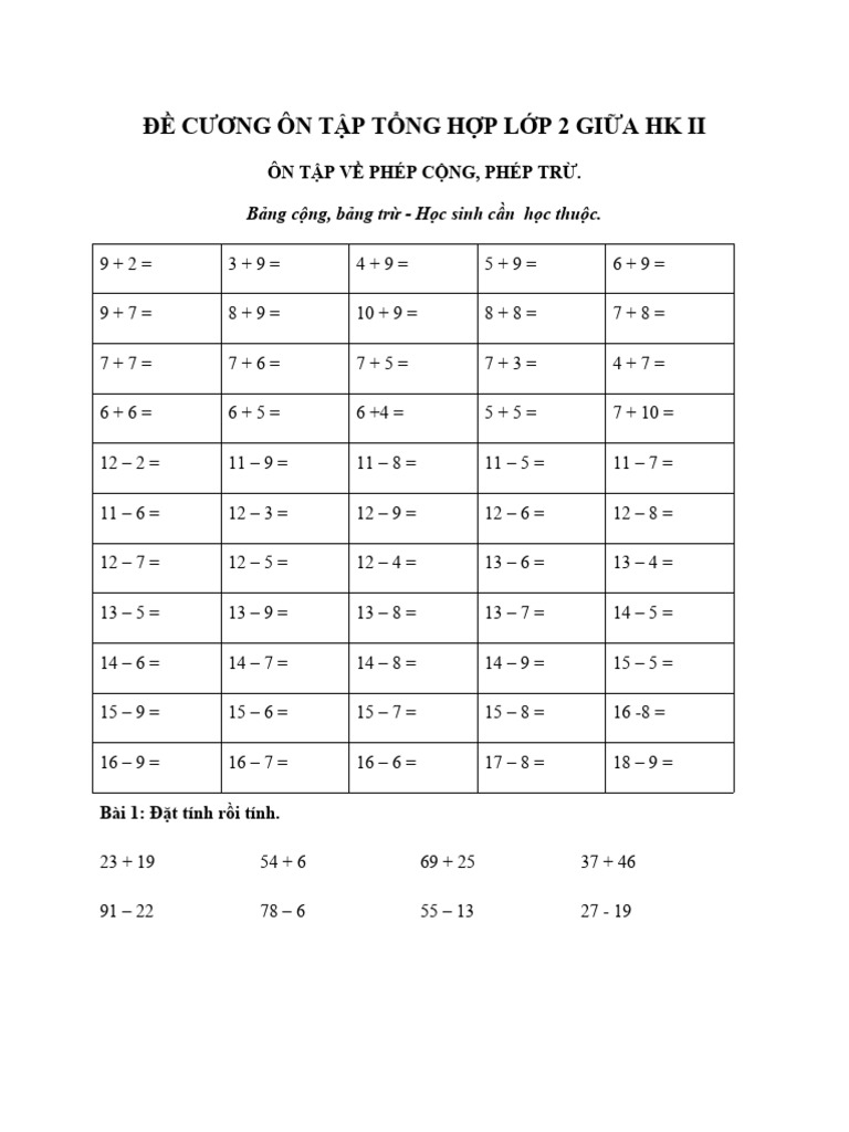 GHK2 de Cuong On Tap Giua Hoc Ki 2 Lop 2 Mon Toan | PDF