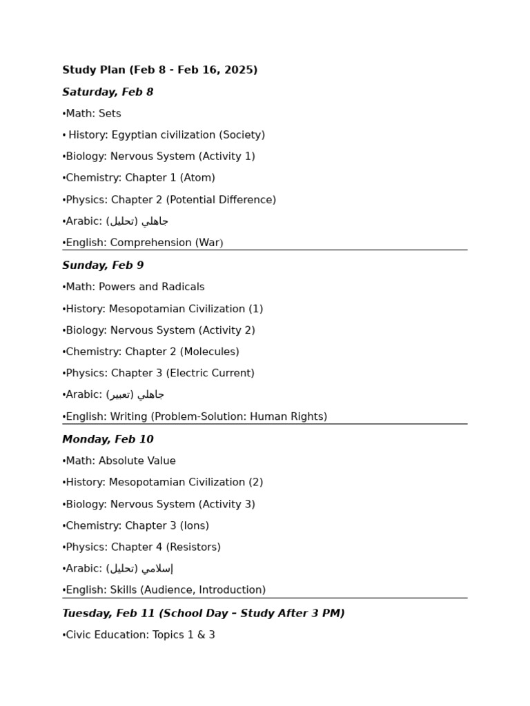Study Plan Ma b3rf Shu Zeed Bs Eno HK | PDF