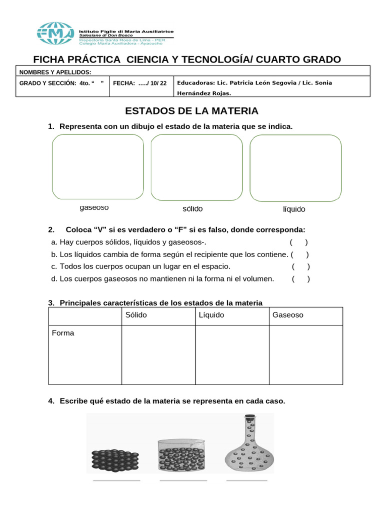 Ficha Práctica: Estados de la Materia | PDF