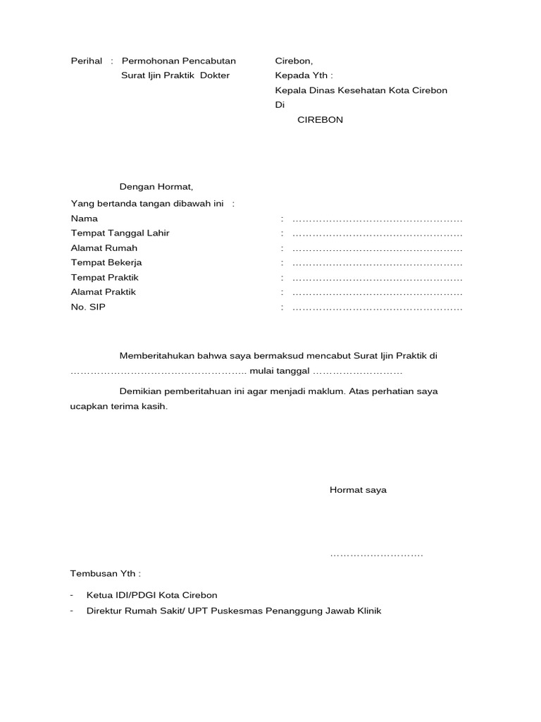 Form Pencabutan SIP | PDF