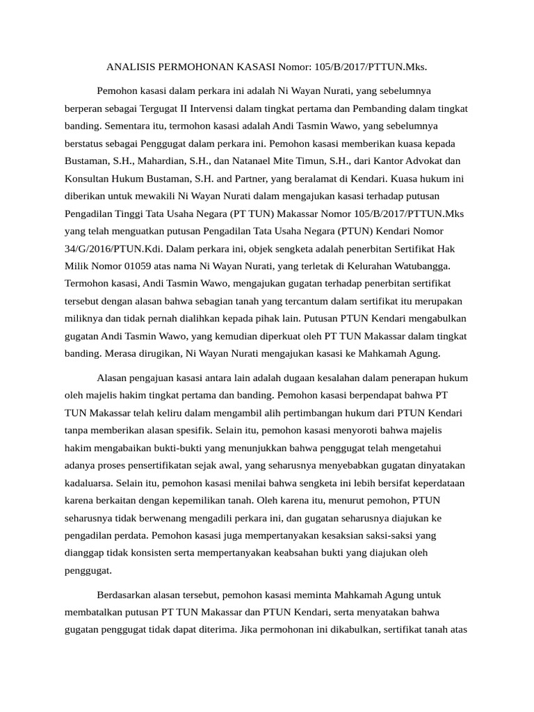 Analisis Permohonan Kasasi | PDF