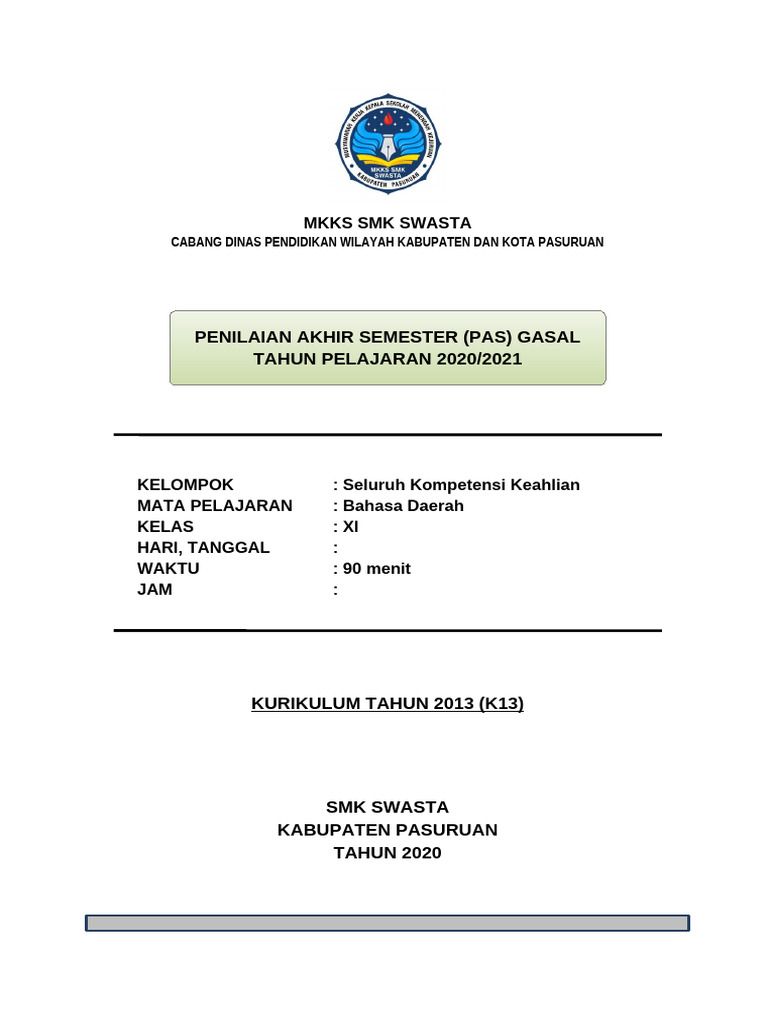 Soal Uas Bader Kls Xi | PDF