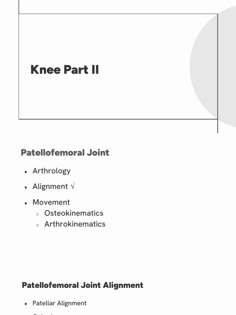 Patellofemoral Joint Mechanics and Dysfunction | PDF | Knee ...