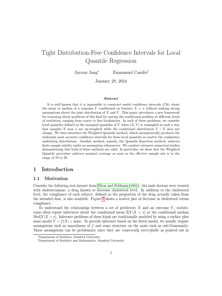 Tight Distribution-Free Confidence Intervals For Local Quantile Regression | PDF | Regression ...