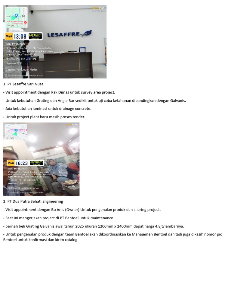 Report Visit Malang 19 Mei 25 | PDF