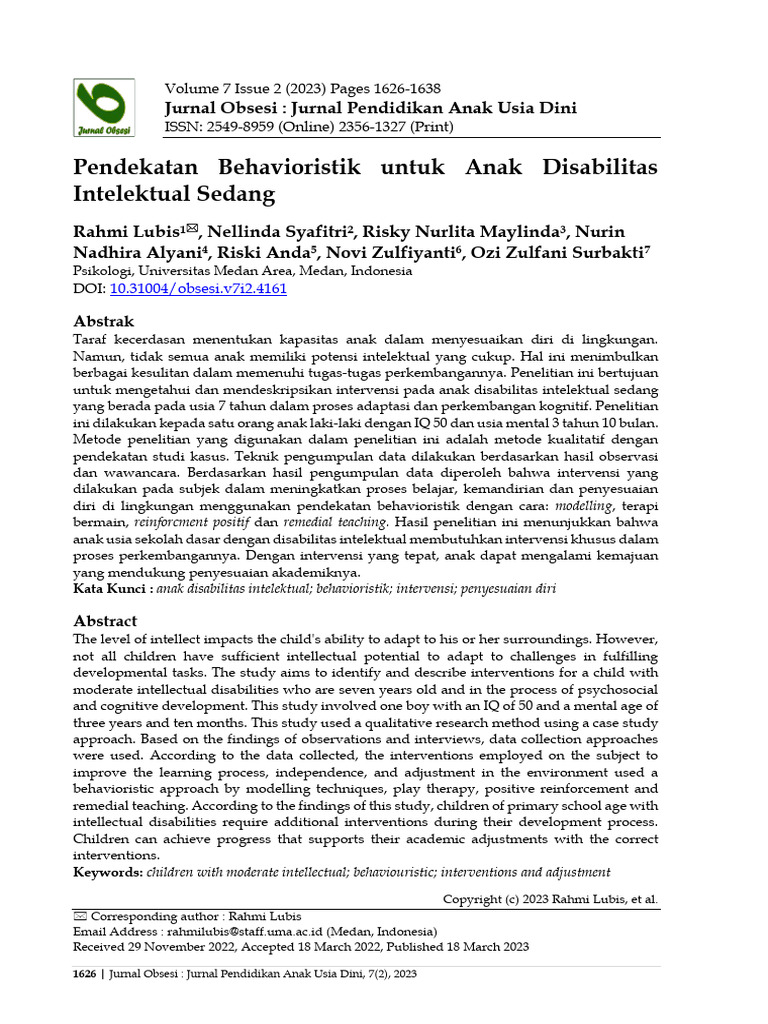 Pendekatan Behavioristik Untuk Anak Disa | PDF