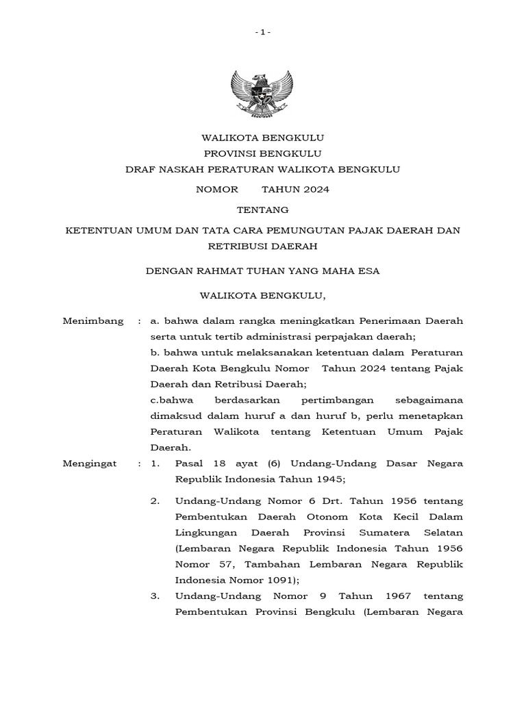 Draf Perwal PDRD Tahun 2024 | PDF