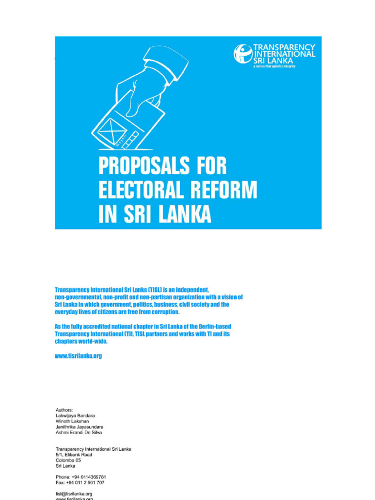 Election and Electoral System Reforms PDF | PDF | Voting | Electoral ...