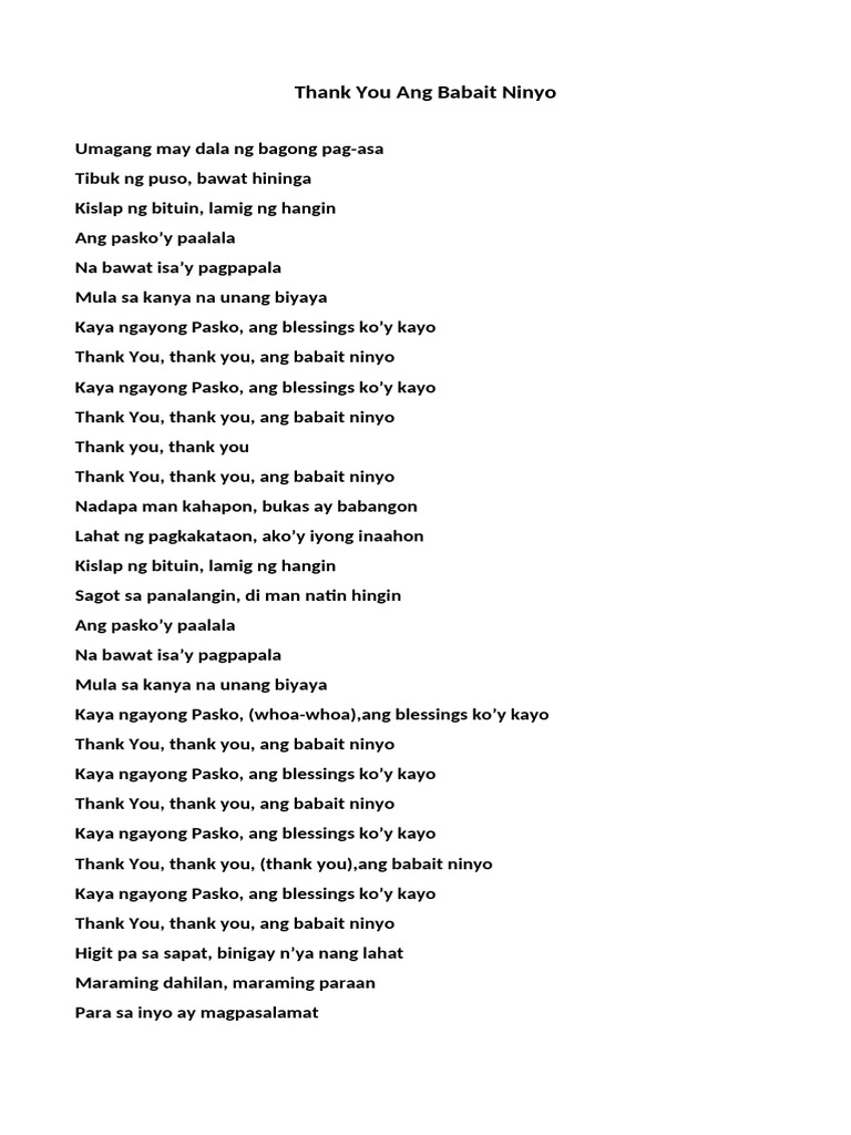 Thank You Ang Babait Ninyo | PDF