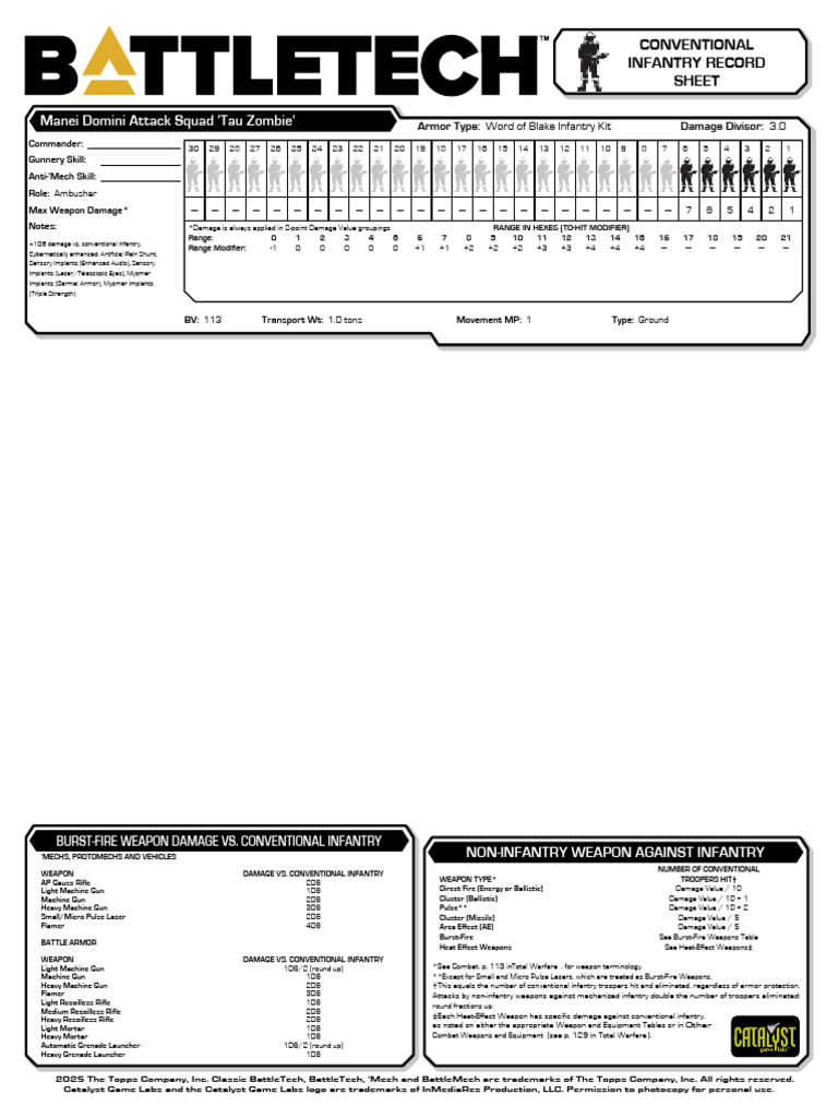 Manei Domini Attack Squad 'Tau Zombie' | PDF | Battle Tech | Machine Gun