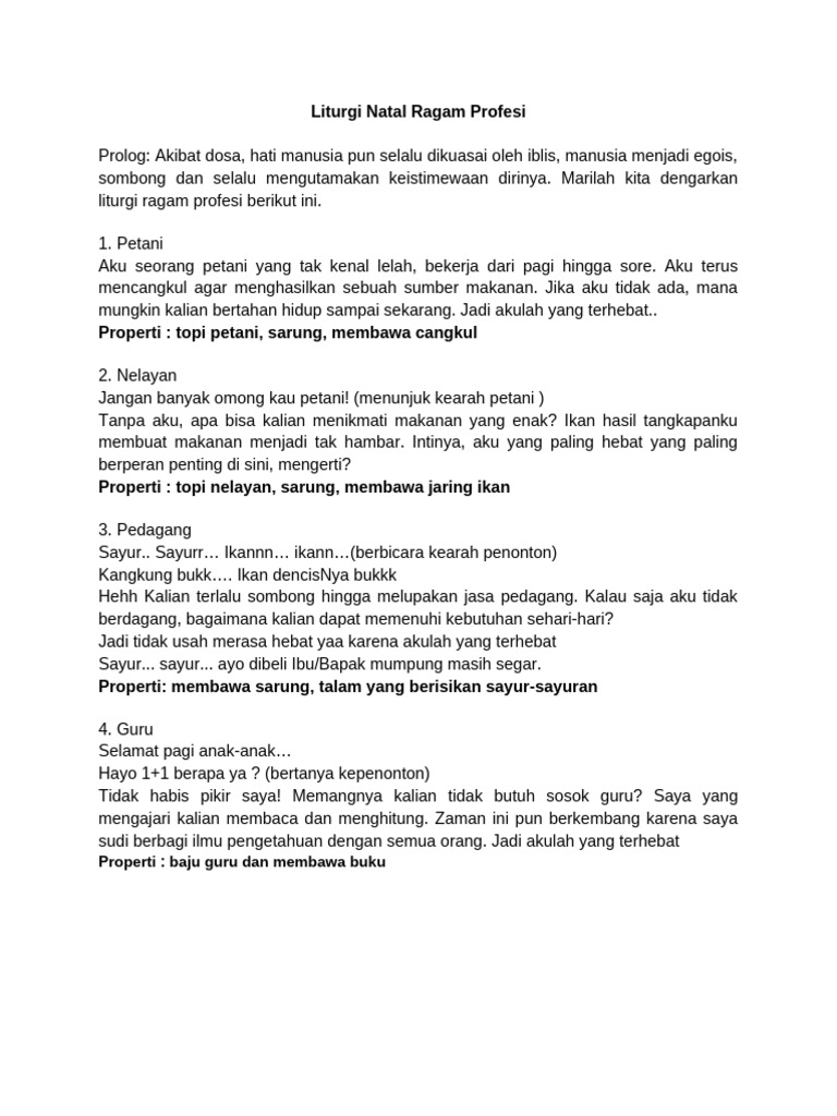 Liturgi Natal Ragam Profesi | PDF