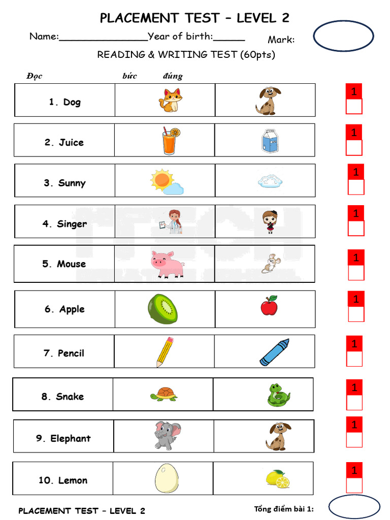 Placement Test Level 2 | PDF