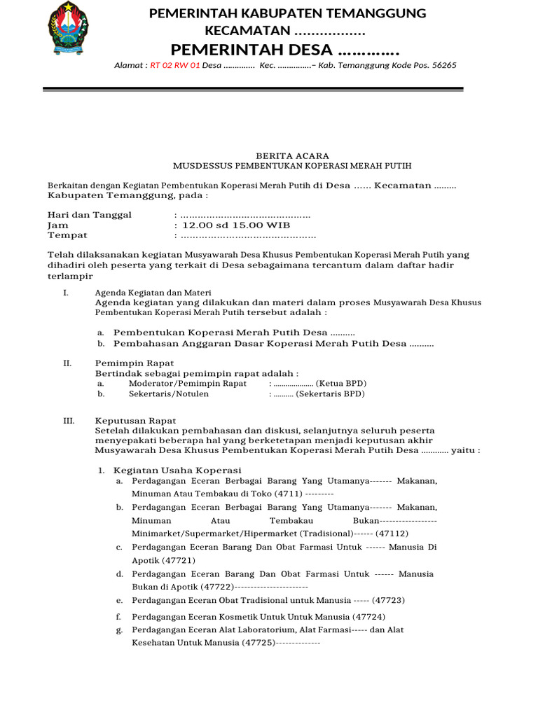 C. Berita Acara Musdesus Dan Daftar Hadir | PDF