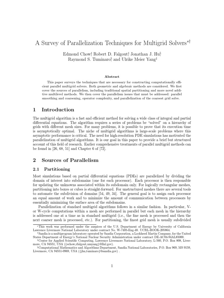 Parallel Algebraic Multigrid-Survey | Download Free PDF | Parallel Computing | Matrix (Mathematics)