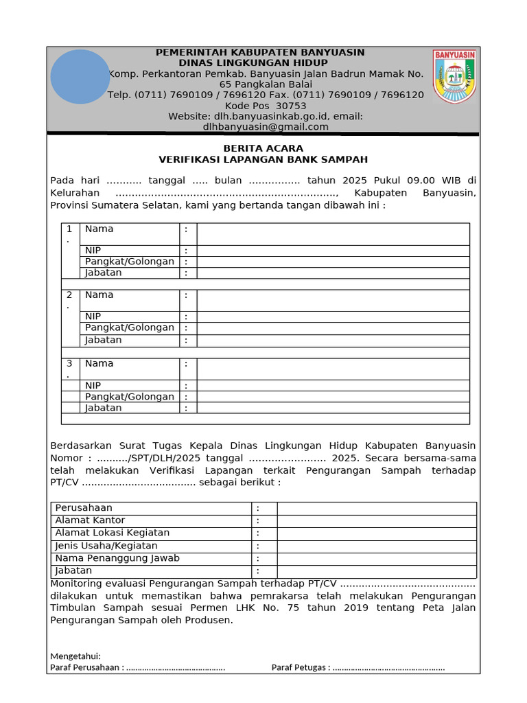 Format BA Pengurangan Sampah | PDF