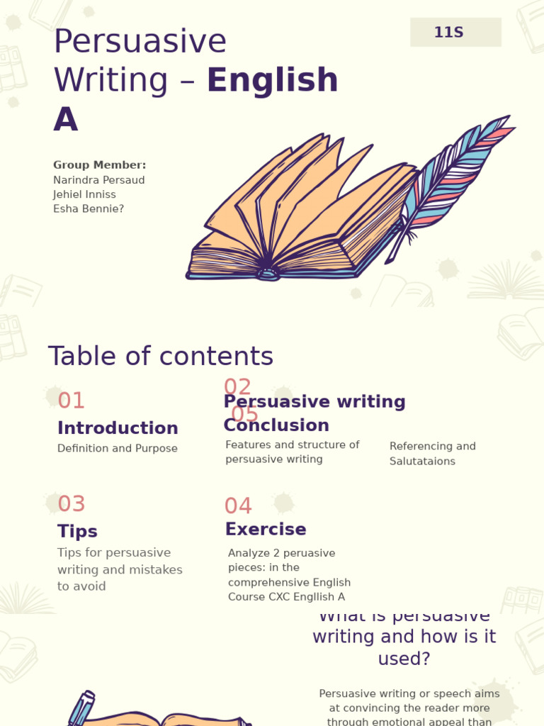 Persuasive Writing - Language Arts - 8th Grade by Slidesgo | PDF ...