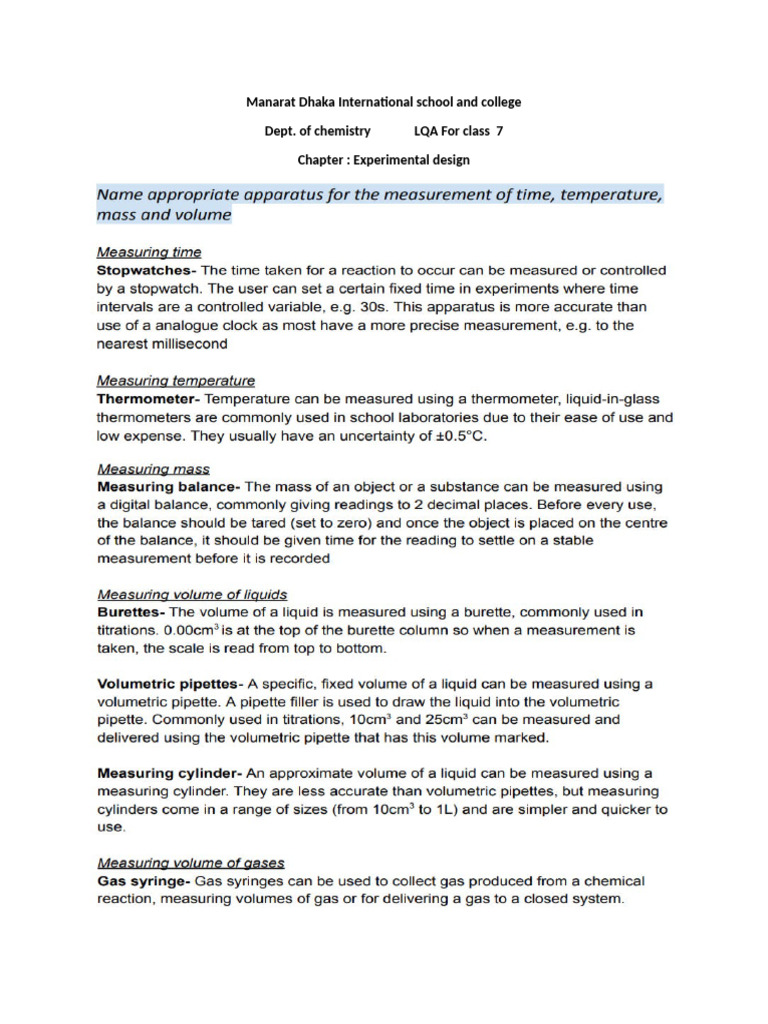 Lqa Class 7 Exp Design | PDF