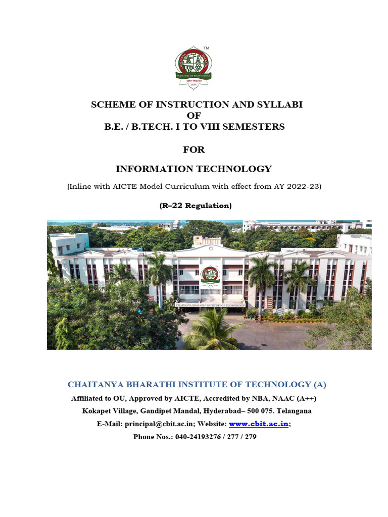 HTTPSWWW - Cbit.ac - Inwp Contentuploads202407IT R 22 Scheme Syllabus PDF | PDF | Vector Space ...