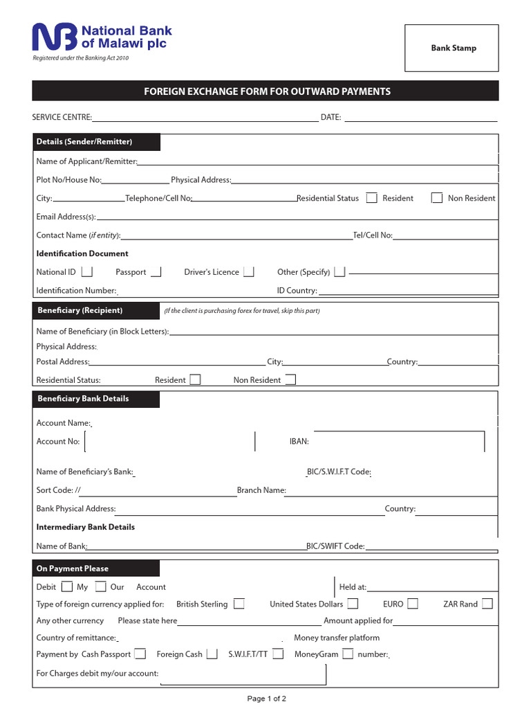 Foreign Exchange Form for Outward Payments | PDF | Money | Payments