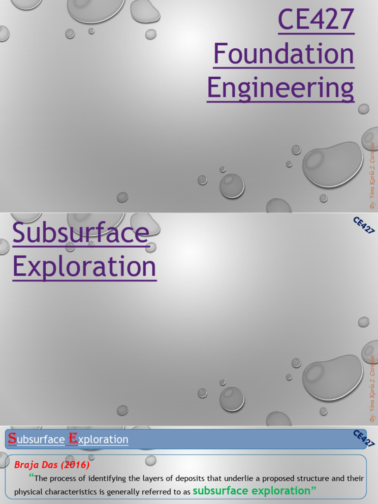 Week 2 CE427 Subsurface Exploration Lecture Note Week2 | PDF | Drilling | Earth Sciences